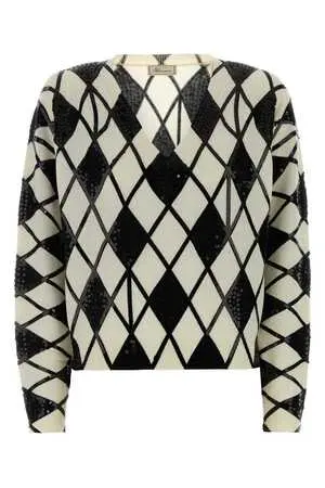 Blumarine Embroidered Wool-cashmere Blend Sweater