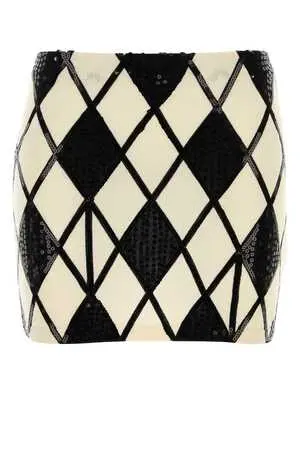 Blumarine Embroidered Wool-blend Mini Skirt