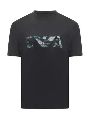 Emporio Armani T-shirt With Raised Logo - Blue Navy