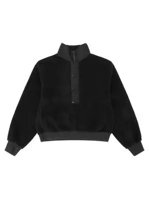 ENTIRE STUDIOS Partial Front Snap & Zipper Sweatshirt With Kangaroo Pocket And Ribbed Trim - Nero