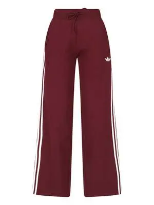 Adidas Wide-leg Track Pants With Contrast Stripe Detail - Red