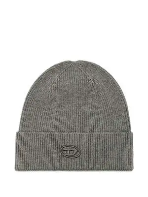 DIESEL® 3d Logo Wool-blend Ribbed Hat With Turn-up Hem