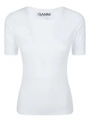 GANNI Short Sleeve Logo T-shirt - Bianco