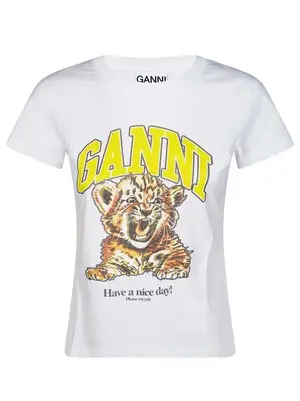 GANNI Basic Cotton Baby-fit Tiger T-shirt