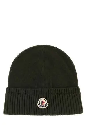 Moncler Wool Blend Beanie Hat With Cashmere - Green
