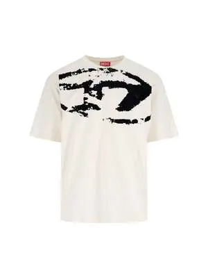 DIESEL® Graphic Flock Print 100% Cotton T-shirt - White