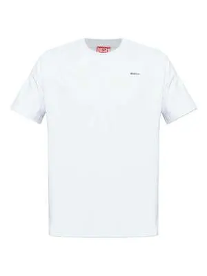 DIESEL® Logo Detail Crew Neck Short-sleeve T-shirt 100% Cotton - Bianco