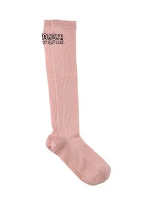 MAISON MARGIELA Ribbed Printed Knee-high Socks - Pink
