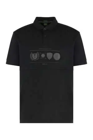 BOSS Cotton Polo Shirt With Ribbed Details Relaxed Fit