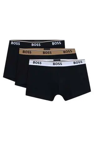 BOSS Set Of Three Cotton Stretch Boxers - Black