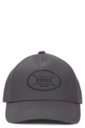 BOSS Baseball Cap With Curved Visor And Center Logo - Grey
