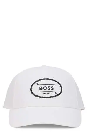 BOSS Cotton Cap With Curved Visor And Oval Logo - White