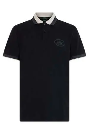 BOSS Cotton Polo Shirt With Contrast Collar And Short Sleeves For - Black