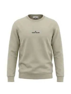 Stone Island Logo Print Crewneck Sweatshirt - Sand