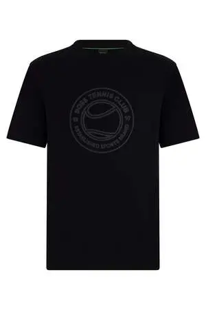 BOSS Cotton T-shirt With Central Print Available In Multiple Sizes