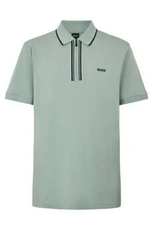 BOSS Zip Collar Polo Shirt - Green