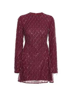 ROTATE BY BIRGER CHRISTENSEN Sequined Flared Mini Dress With Back Zip Closure