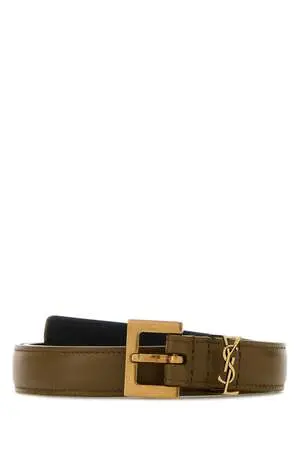 Saint Laurent Saint Laurent Women's Antiqued Gold-Tone Calf Leather Belt, 2 Cm Green