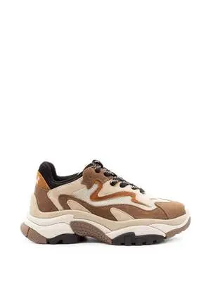 Ash Mesh & Suede Lace-up Sneaker With Rubber Sole - Marrone