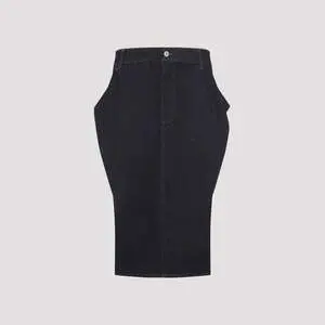 Jacquemus Denim Midi Skirt With Cashmere Blend