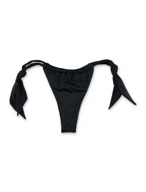 LET'S SWIM Tie Side Mini Bikini Bottom High Rise - Black