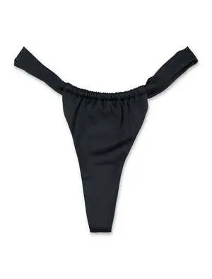 LET'S SWIM Mini Ruched Bikini Bottom Size - Black