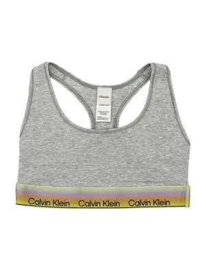 Calvin Klein The Sports Bralette With Racerback And Logo Band - Grigio