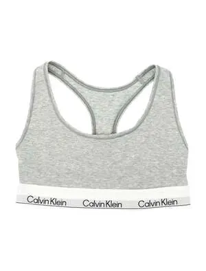 Calvin Klein Logo Elastic Racerback Bralette - Grigio