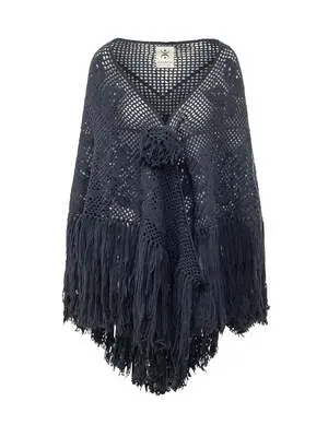 CHIARA IS Peonia Shawl Scarf - Midnight Blue