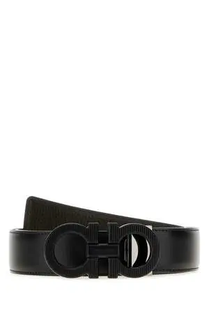 FERRAGAMO Leather Reversible Belt - Black
