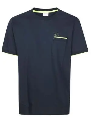 SUN 68 Mini Piquet Pocket T-shirt - Blu