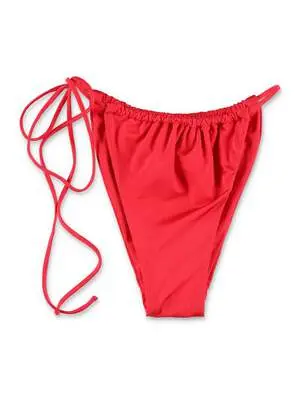 BELAMER Mini Brazilian Cut Bikini Bottom With Adjustable Ruching - Red