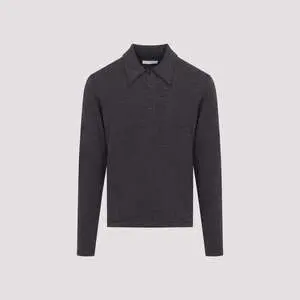 LEMAIRE Long-sleeve Wool Knit Polo Sweater - Grey