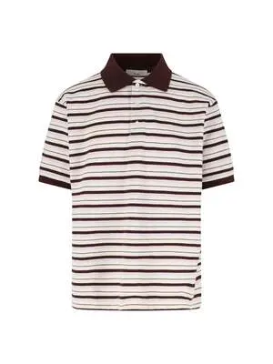 DUNST 100% Cotton T-shirt With Striped Detail - Multicolour