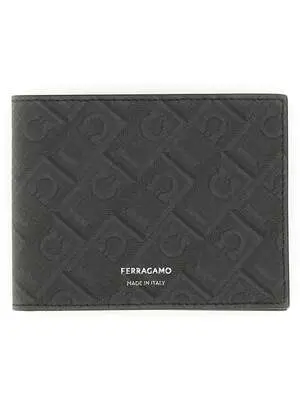 FERRAGAMO Monogram Logo Wallet Mini 8.5 Cm X 11 Cm - Black