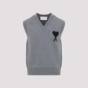 AMI Paris Wool Sleeveless Pullover Sweater For