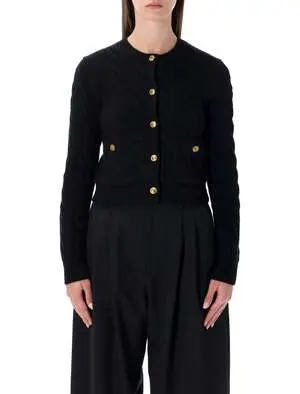 Polo Ralph Lauren Polo-style Cable-knit Wool-cashmere Cropped Cardigan With Brass Buttons - Nero