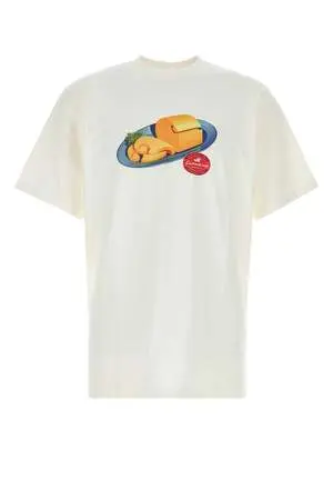 Carhartt Work In Progress Short Sleeve T-shirt Fromage Stitch Detail - White