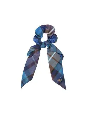 VIVIENNE WESTWOOD Plaid Hair Scrunchie Scarf - Blue