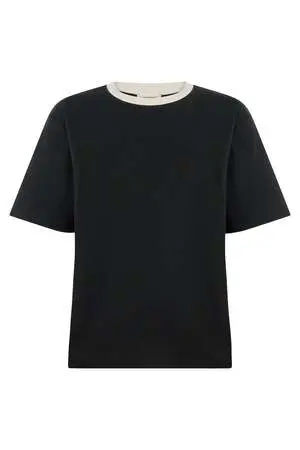 Max Mara Crewneck T-shirt In 100% Cotton - Black