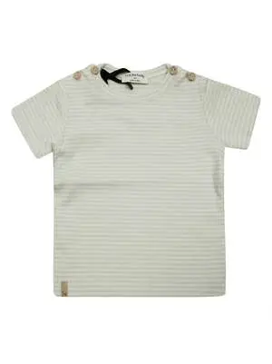 1+IN THE FAMILY Mini Striped Short Sleeve T-shirt With Buttons - Verde