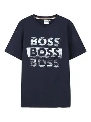 Hugo Boss Logo Printed T-shirt With Crew Neckline Short Sleeves - Blue