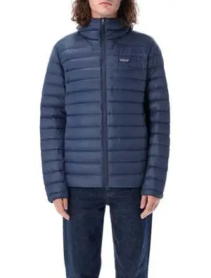 Patagonia Down Sweater Hoodie- Warm & Wind-resistant Insulated Jacket With Adjustable Hood - Blu