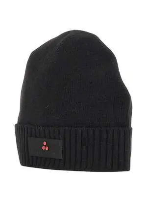 Peuterey Ribbed Cuff Logo Patch Hat - Black