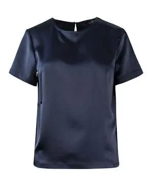 Max Mara Short Sleeve Satin Crew Neck Top