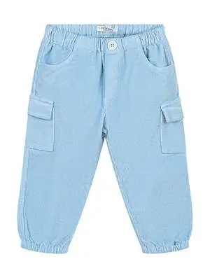 L'ORSOBRUNO Mini Cargo Trousers In Plush Fabric - Azzurro