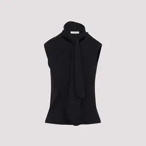 LEMAIRE Asymmetrical Wool Vest - Black