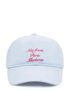 Drole De Monsieur Trendy Hat With Ricamo Slogan - Light Blue