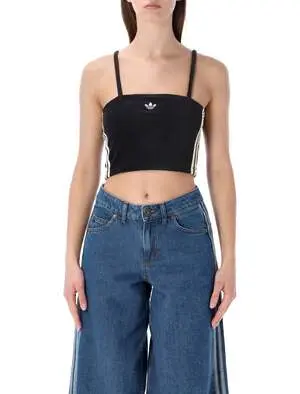 ADIDAS ORIGINALS Cropped Tank Top With Three Stripes Detail - Black