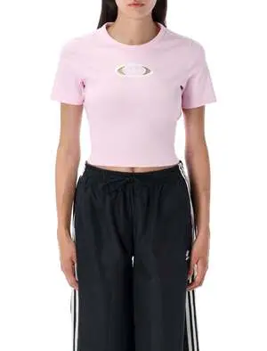 ADIDAS ORIGINALS Slim Fit Campus 2000 Back Cut-out Tee - Clear Pink